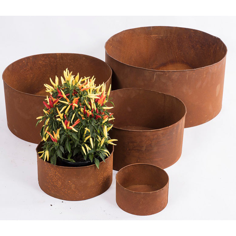 5-Piece Rust Metal Barrel Set – Rusty Owl Home & Garden
